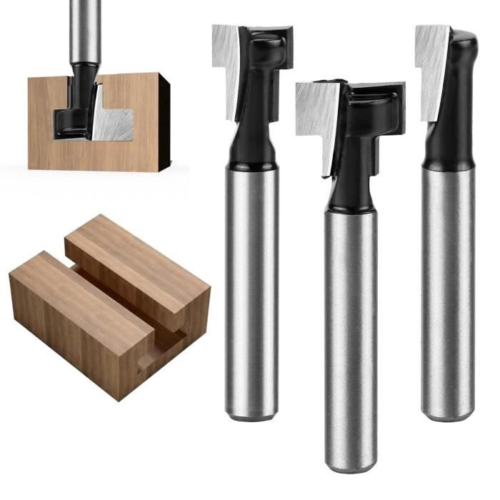6.35mm Fraise en Rainure en T, Routeur à Rainure en T Forme Routeur Bits 3pcs 8-9.52-12.7mm ...