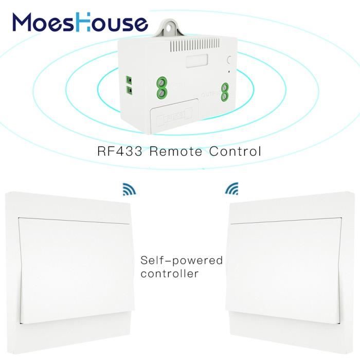 2-way type -Interrupteur mural sans fil RF 433 MHz, auto alimenté, pour luminaire, transmetteur ...
