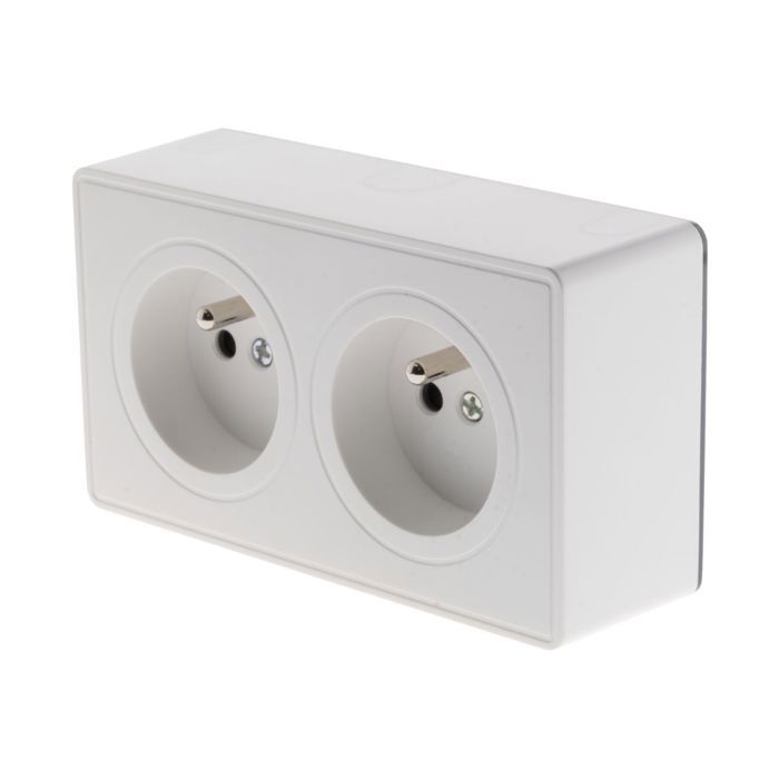 Prise double saillie 2P+T 16A blanc - Vulco - Zenitech - Cdiscount ...