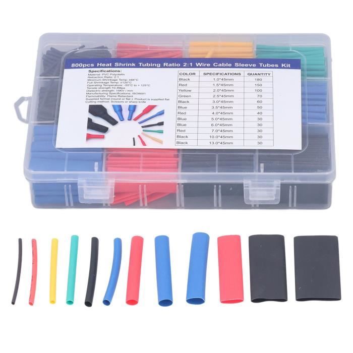 Zerone Tube thermorétractable isolé 800 pièces tube thermorétractable ...