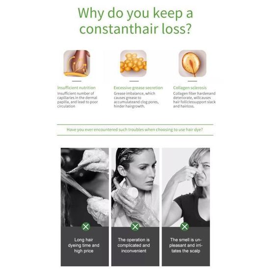 Shampoing colorant noir, 500ml Shampooing Teinture Instantanée pour ...