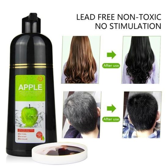 Shampoing colorant noir, 500ml Shampooing Teinture Instantanée pour ...
