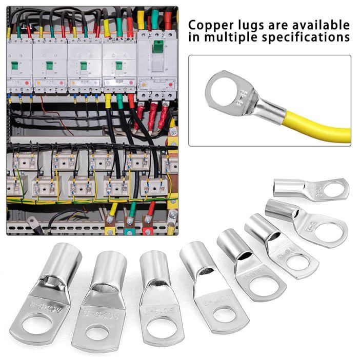 200 Pièces Cosse a Sertir 6/10/16/25mm², 8 Tailles M6 M8 Cosse Batterie ...