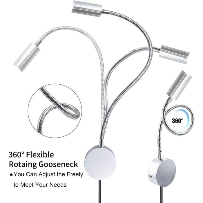 Liseuse Led Tete De Lit, 2 Lampes De Lecture Murale Dimmable 10 Niveaux ...