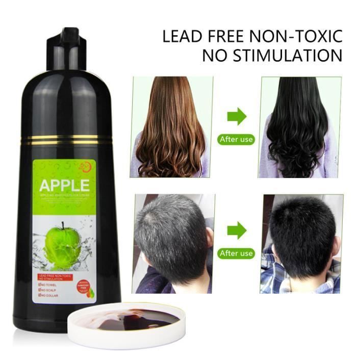 Shampoing colorant noir, 500ml Shampooing Teinture Instantanée pour ...