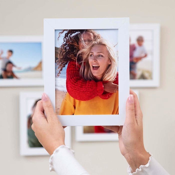 Cadre photo 15 x 20 cm bois MDF blanc, cadre large bord, lot de 5 ...