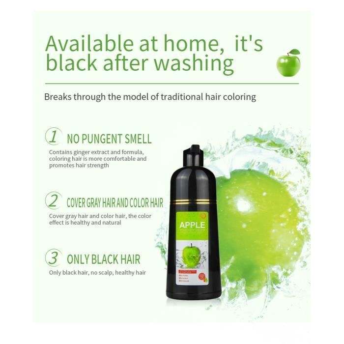 Shampoing colorant noir, 500ml Shampooing Teinture Instantanée pour ...