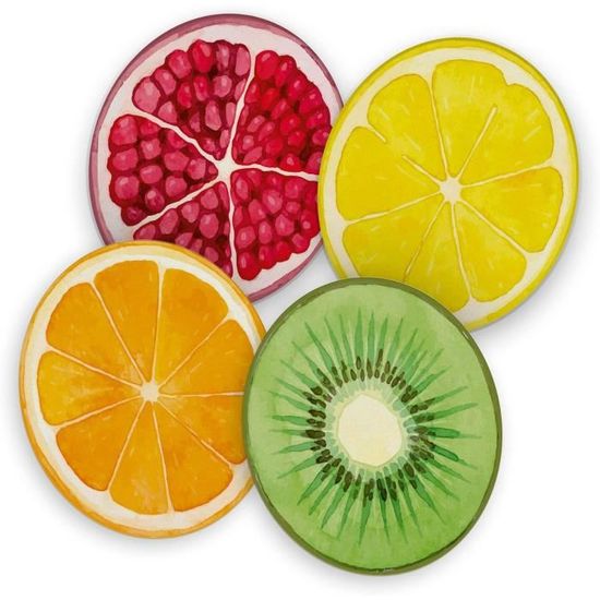 Lot De 40 Dessous De Verre En Carton I Fruits I Grenade Kiwi Orange ...