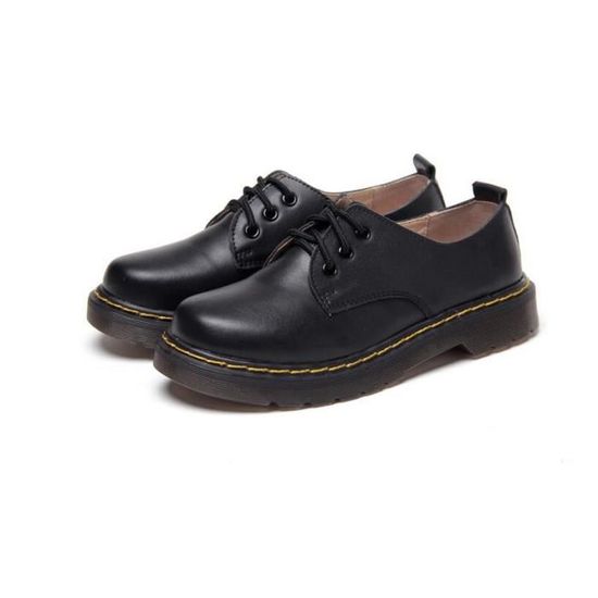 Femme cuir chaussures lace up flats mocassin noir Noir TU - Cdiscount ...