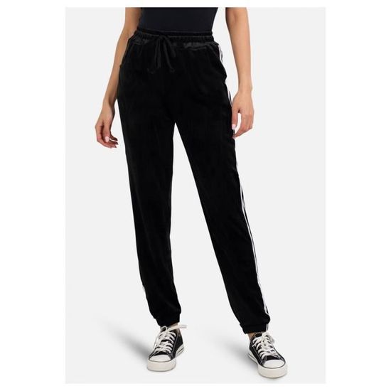 Pantalon jogging en velours Femme Noir Noir - Cdiscount Prêt-à-Porter