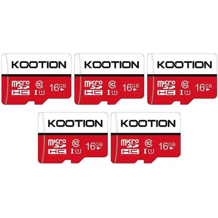 Carte micro sd 16 go micro sd lot de 5 carte mémoire uhs-i vitesse ...