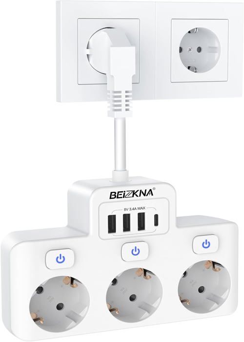 7 En 1 Multiprise Usb 3 Prises Avec 4 Ports Usb Chargeur De Voyage (5V ...