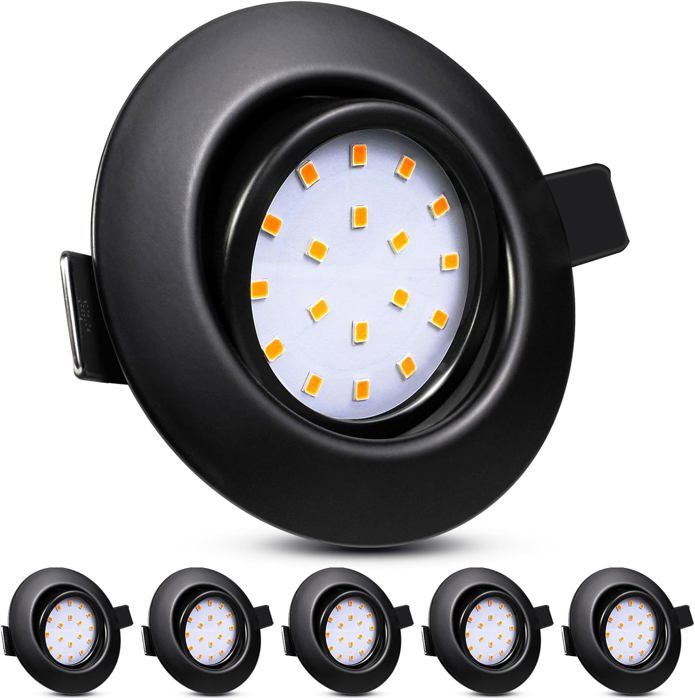 Spot Led Encastrable Noir Orientable 5W Extra Plat Blanc Neutre Trou 72 ...