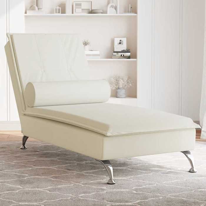 Meridienne salon-Chaise longue de massage - avec traversin crème ...