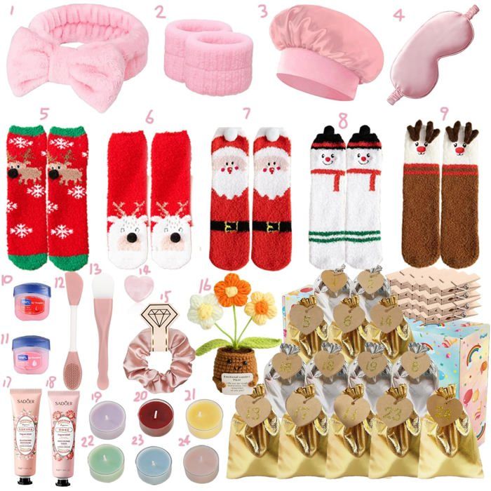 Calendrier de l'avant 2025 femme skincare beauté chaussettes set cache ...