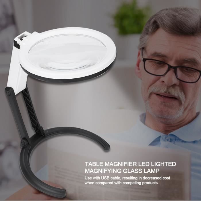 Loupe de table épaisse de 130mm Lampe à loupe éclairée à LED ...