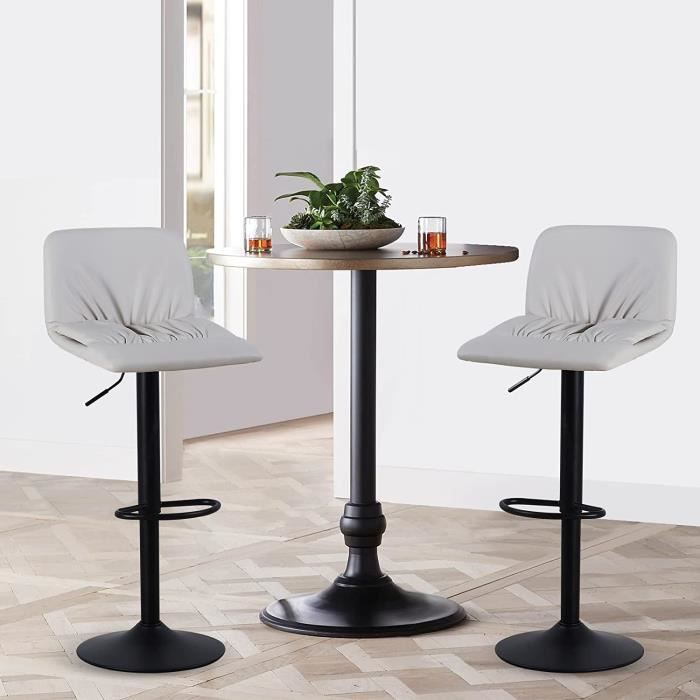 Lot de 2 tabourets de bar réglables en hauteur en cuir synthétique ...