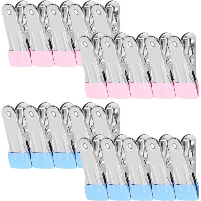 20 Pièces Pinces à Linge INOX, Antiglissantes Pinces à Linge Métal ...