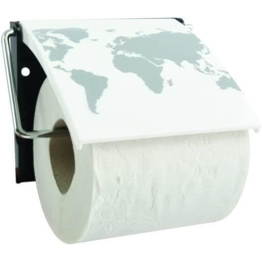 Porte Rouleau Papier Wc Mural Ps & Acier Chromé Carte Du Monde ...