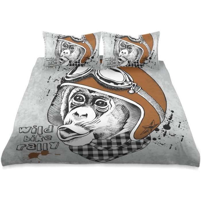 DIY Housse de couette 220x240cm - Portrait de Singe en Casque de Motard ...
