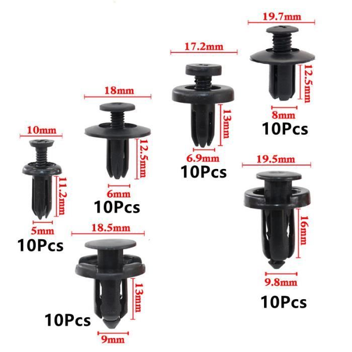 Clips de pare-chocs,Fixation de Rivet de pare-choc de voiture,trou de ...