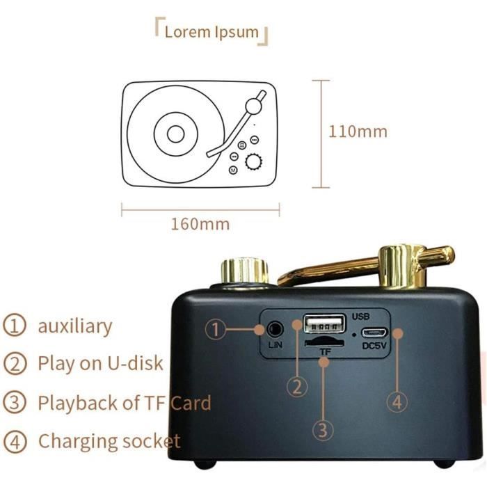 Vintage Tourne Disque Enceinte, Mini Baffle Portable, Bluetooth 5.0 ...