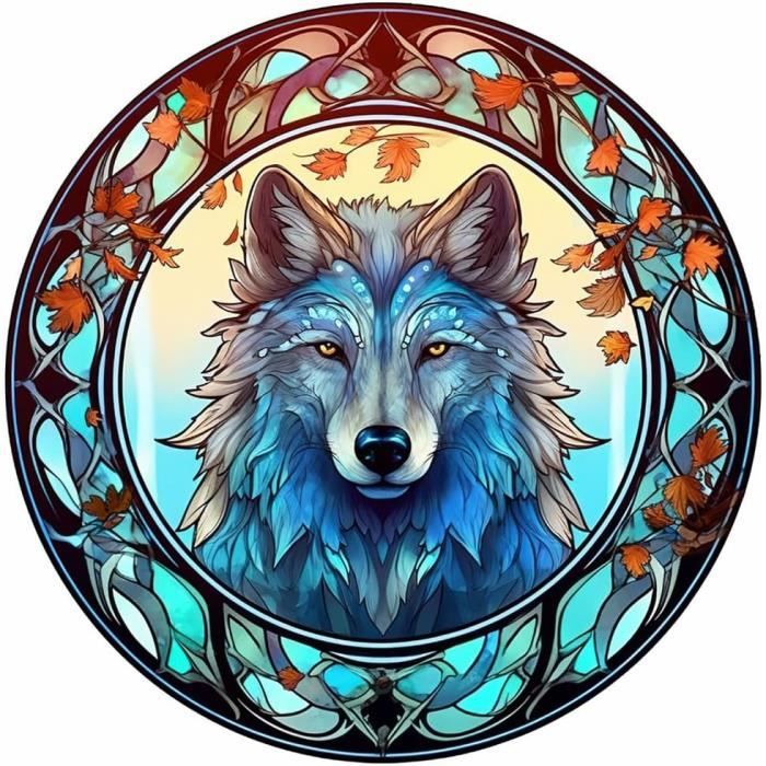 Diamond Painting Vitrail Kit Complet Broderie Diamant Animaux Loup ...