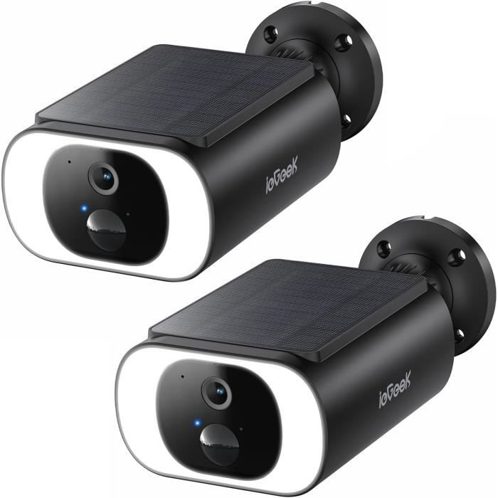 IeGeek 2K Camera Surveillance WiFi Exterieure sans Fil Solaire - IP66 ...