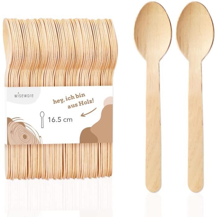 Cuillere Jetable Lot 100 Cuillères Jetables Bois Bouleau 165 Cm ...