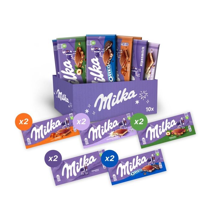 Milka Box - 20 tablettes Chocolat Au Lait Du Pays Alpin, Éclats de ...