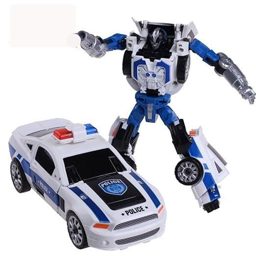 Voiture Transformers 2-en-1 - KEXIMIXUE - Voiture de police - Jouet - Blanc et noir - 3 ans et ...