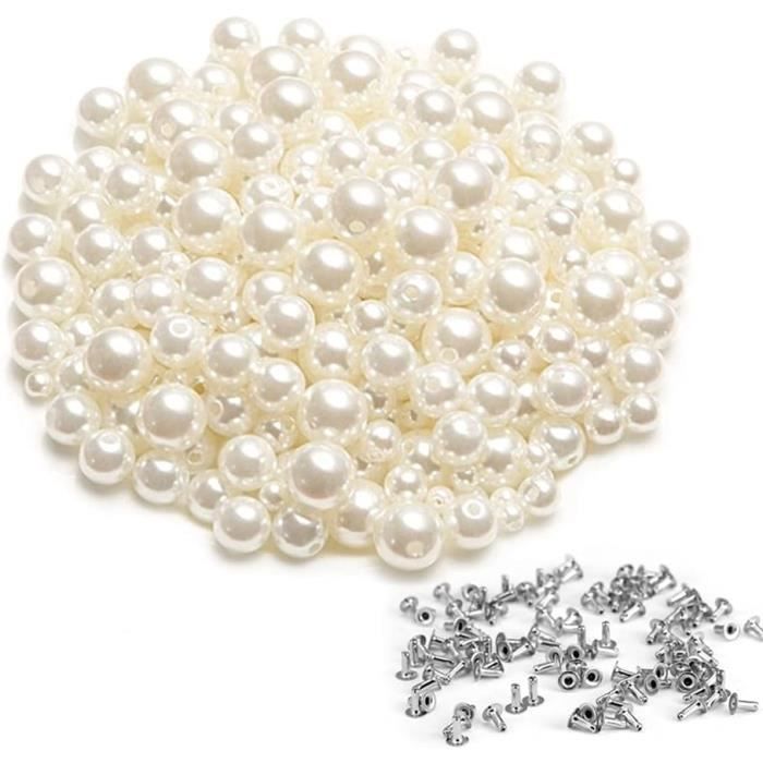 300 pièces Plastique Perle Blanc Rivets Clous de Rivets en Perles ...