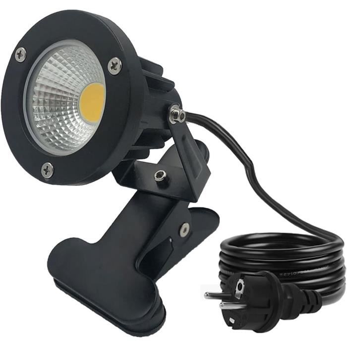 Spot D'Extérieur Led 7W Avec Clip, Câble 2M Avec Prise, Blanc Chaud ...