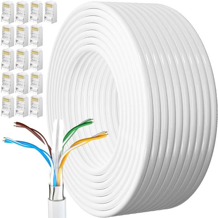 Cable Ethernet 80M, Cable Rj45 Blindé Cat 6 Gigabit Haut Débit Câble ...