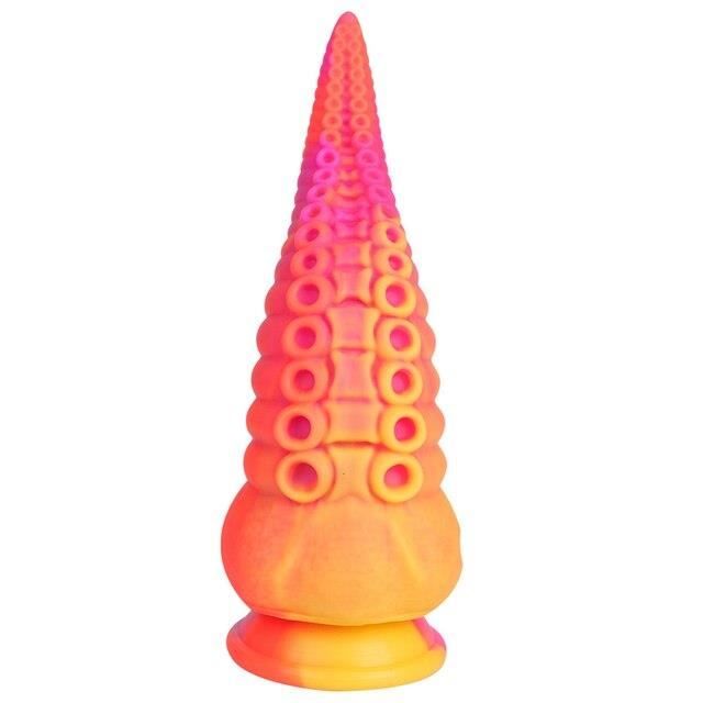 PLUG,Pink Yellow-X Large 8.3cm--Godemiché pieuvre en Silicone pour homme et femme, énorme Plug ...