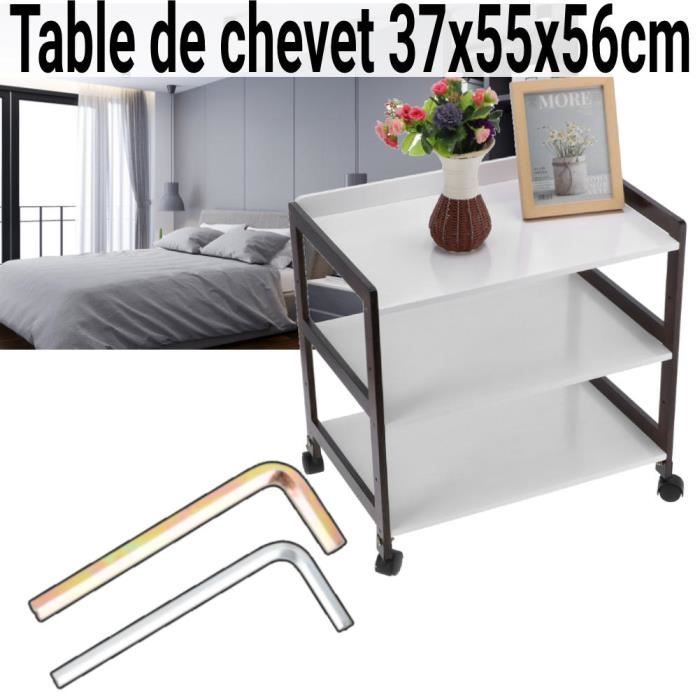 Table de chevet et 3 couches en bambou à roulettes pour Salon Jardin ...