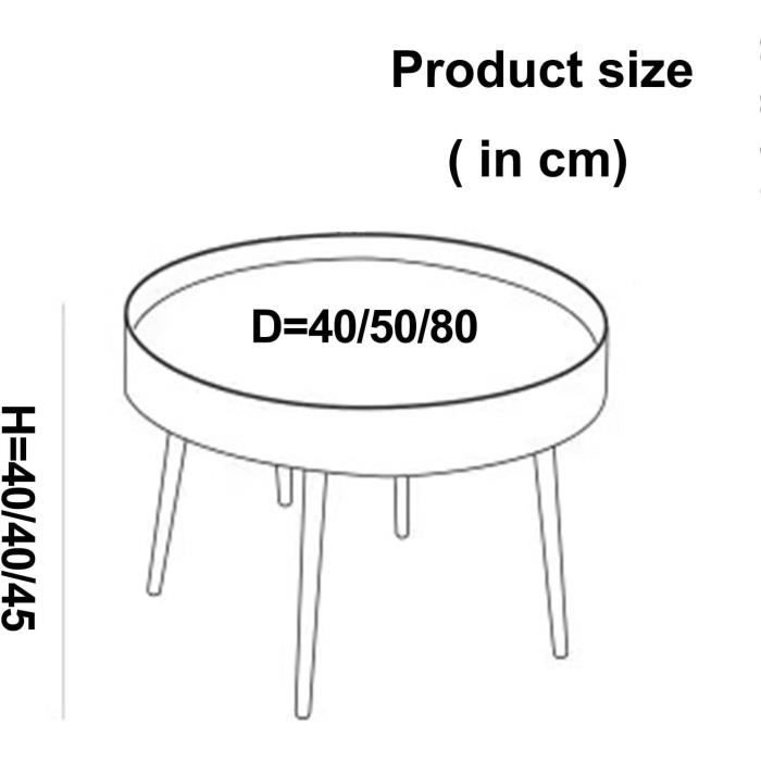 Petite Table De Salon Basse Ronde En Bois Noire,Lot De 2 Tables Basses ...