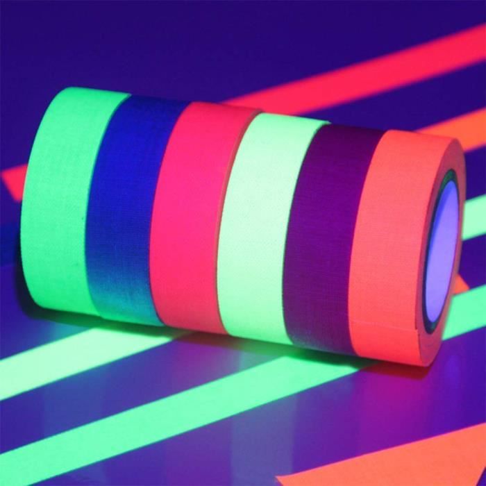 6 Pièces Ruban Adhésif UV Fluorescent, 6 Couleurs Ruban Adhésif en ...