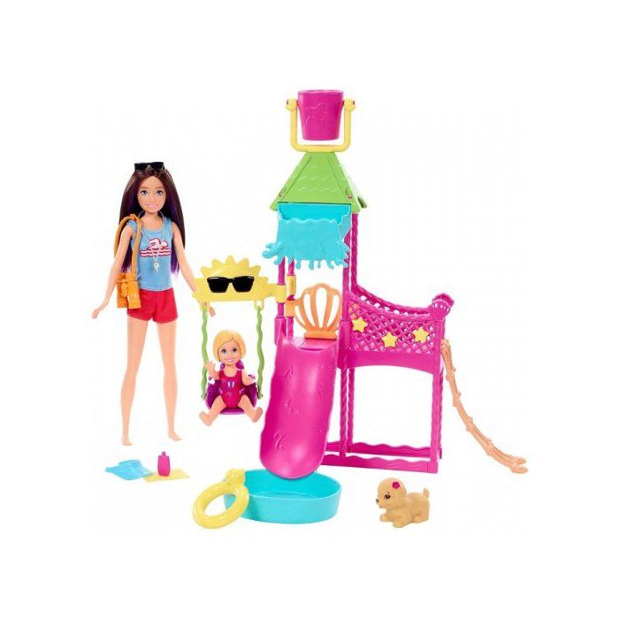 Barbie - Coffret Parc Aquatique avec piscine et toboggan - Poupees ...