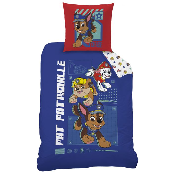 Parure de lit enfant 100% Coton - PAT PATROUILLE PATOU - Bleu - 140x200 ...