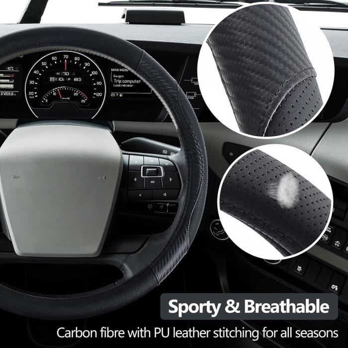 Housse de volant de voiture de camion, housse antidérapante en fibre de carbone, sport respirant ...