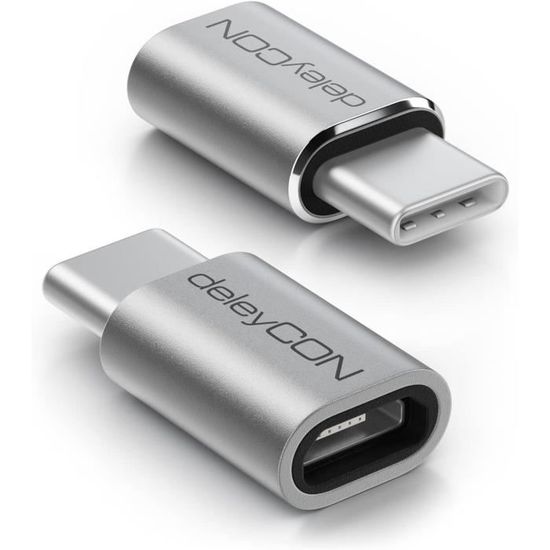 2X Adaptateur USB Type C vers Micro USB en Aluminium pour par Exemple ...
