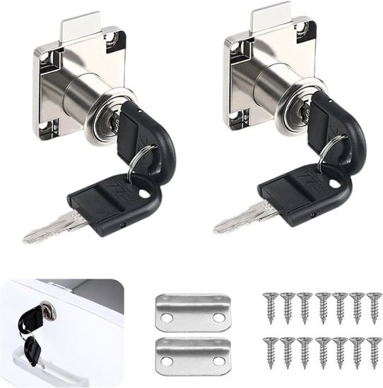 2 Pièces Serrure De Tiroir De Burea 22Mm Serrure Meuble, Serrure Armoire Metallique, Serrure ...