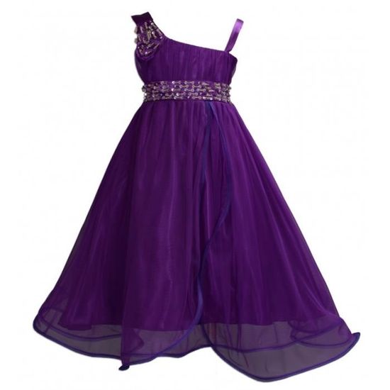 Robe de fête-demoiselle d'honneur pour fille ... Violet - Cdiscount ...