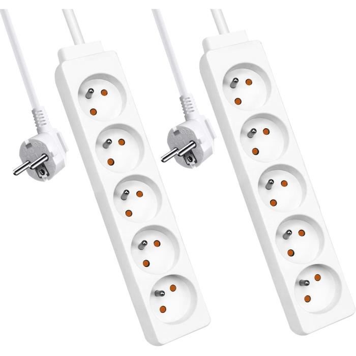 Multiprise, Bloc Multiprise 5 Prises 16A Blanc, Multiprise Electrique ...