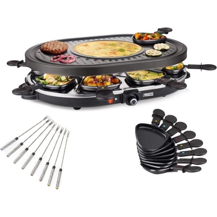 LIWI-Raclette ovale et grill avec fourchettes Teppan pour 8 personnes ...