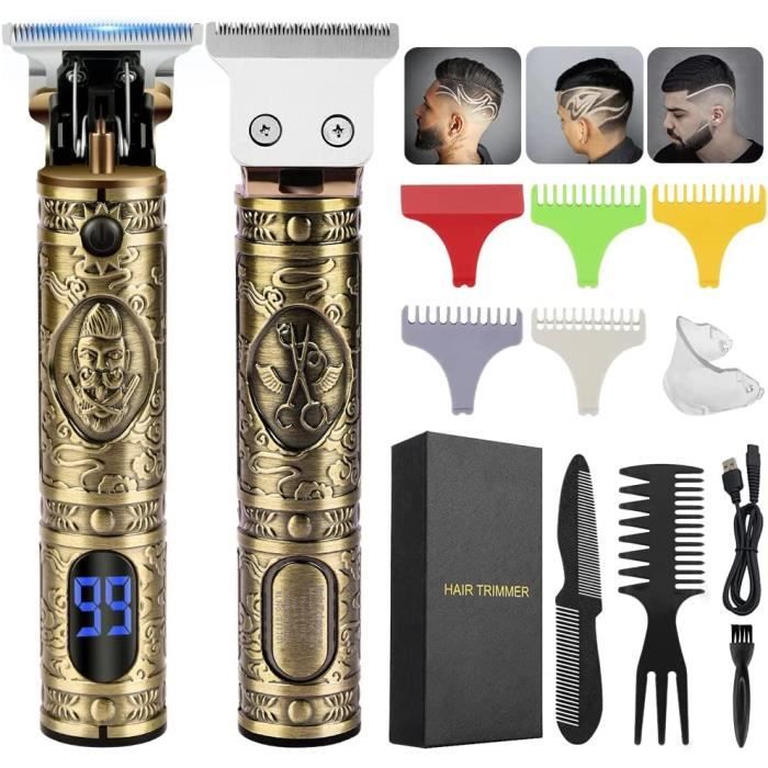 Tondeuse Cheveux Hommes Professionnel,Tondeuse Barbe Homme Kit,Chargement USB,Affichage LED ...
