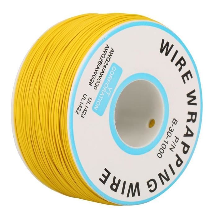 30AWG Wrapping Wire Fil électrique en cuivre simple 200 mètres (Jaune ...