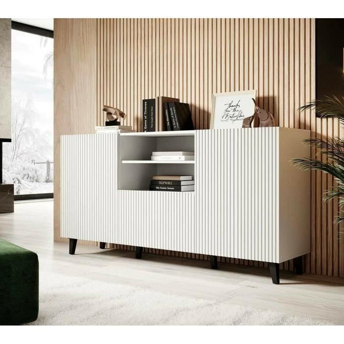 Commode de rangement Meuble universel Blanc 150x83x40cm PALACE élegant ...