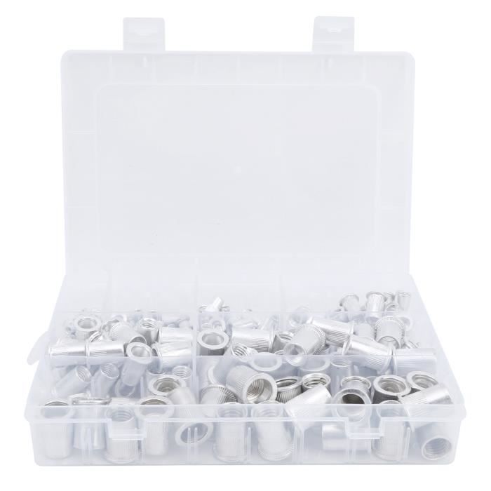 HURRISE Inserts d'écrous à rivet 175pcs Jeu Assorti d'Écrou à Rivet Inserts d'Écrou en Aluminium ...